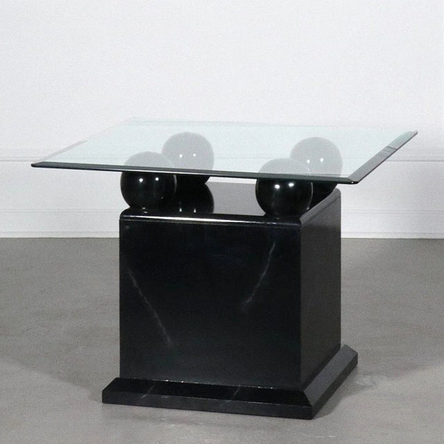 Modern Faux Black Marble Sphere Side Table | Chairish