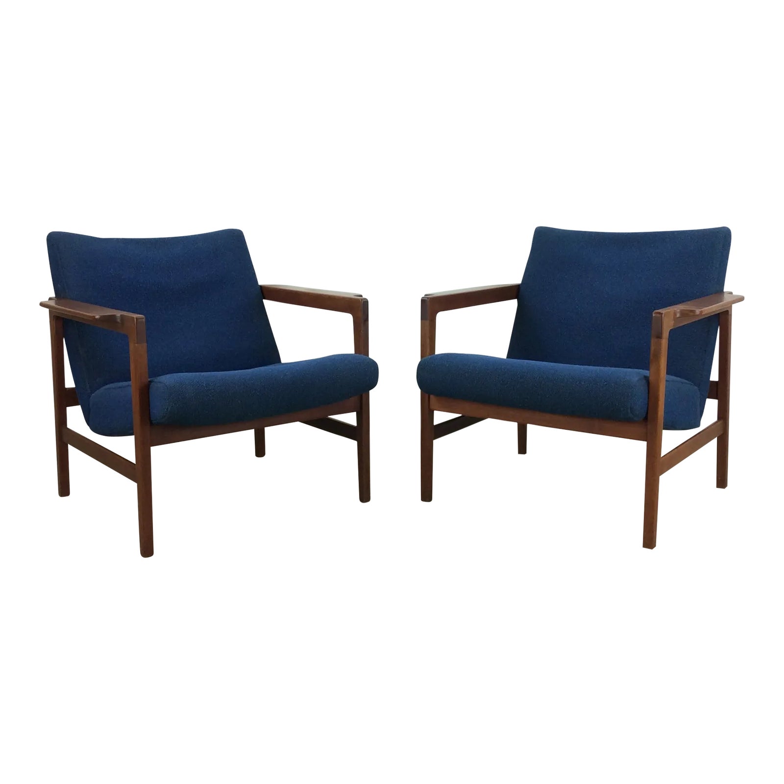 Danish Modern Lounge Chairs With Solid Teak Frame & Vintage Upholstery ...