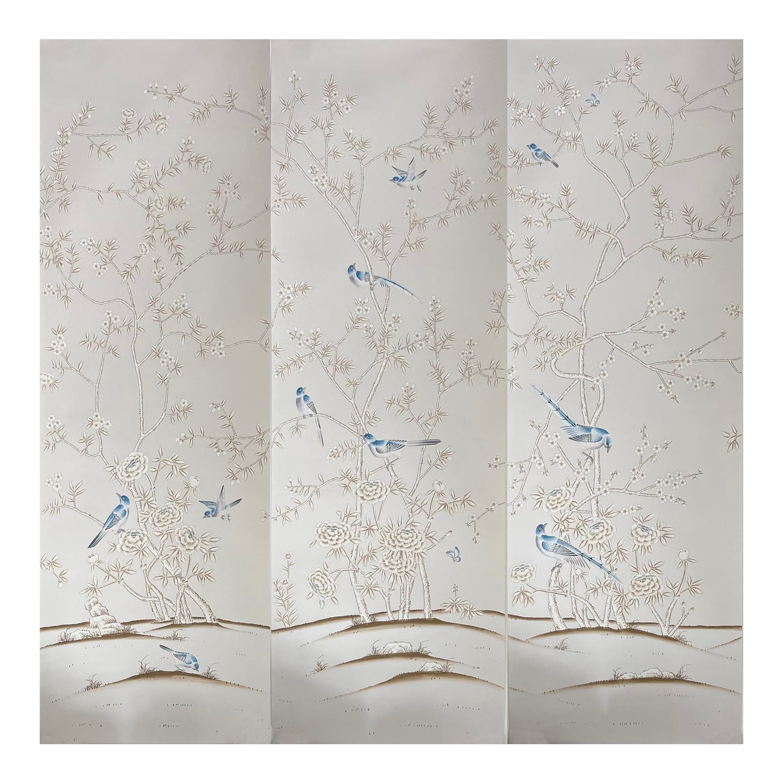 Chinoiserie Wallpapers Hand Painted Wall Covering Wallpaper on Silk ...