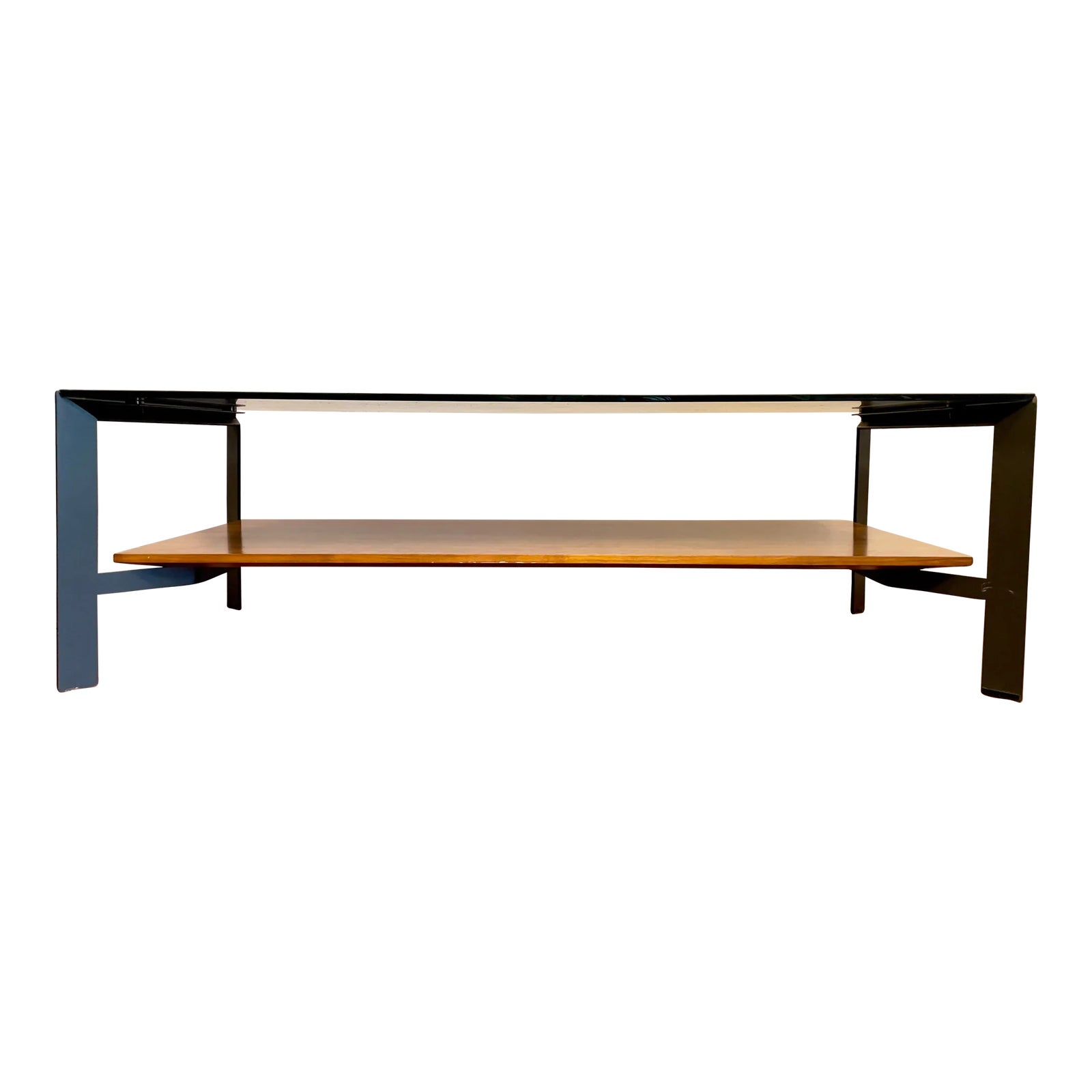 1980s Matthew Weatherly for Bdi Designs Coffee Table With Satin Glass ...
