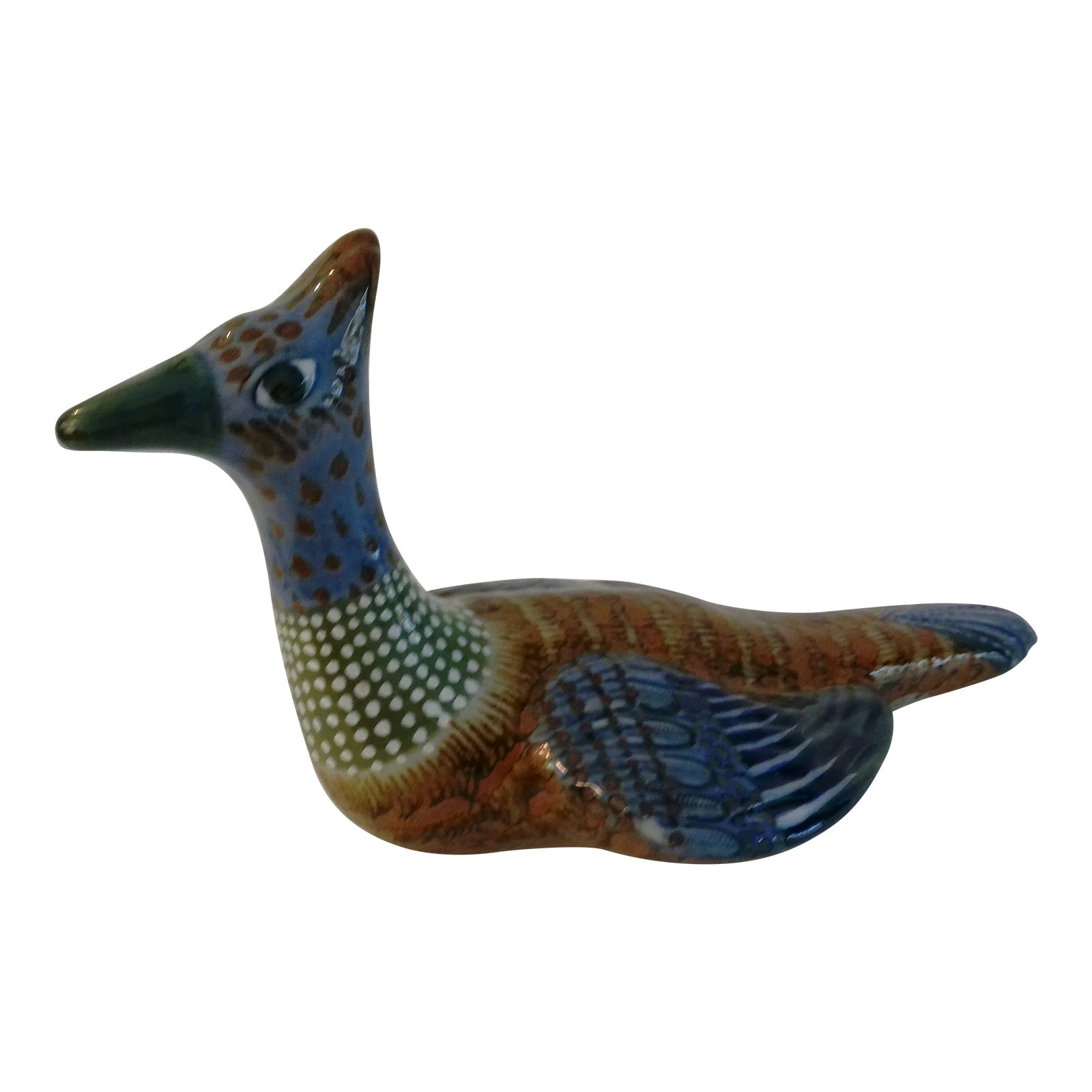1970s Mexican Tonala Pottery Multicolor Pheasant | Chairish