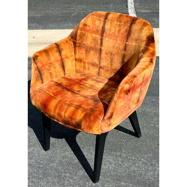 1970s Mid-Century Modern Rust Orange Hand Dyed Accent Chair | Chairish