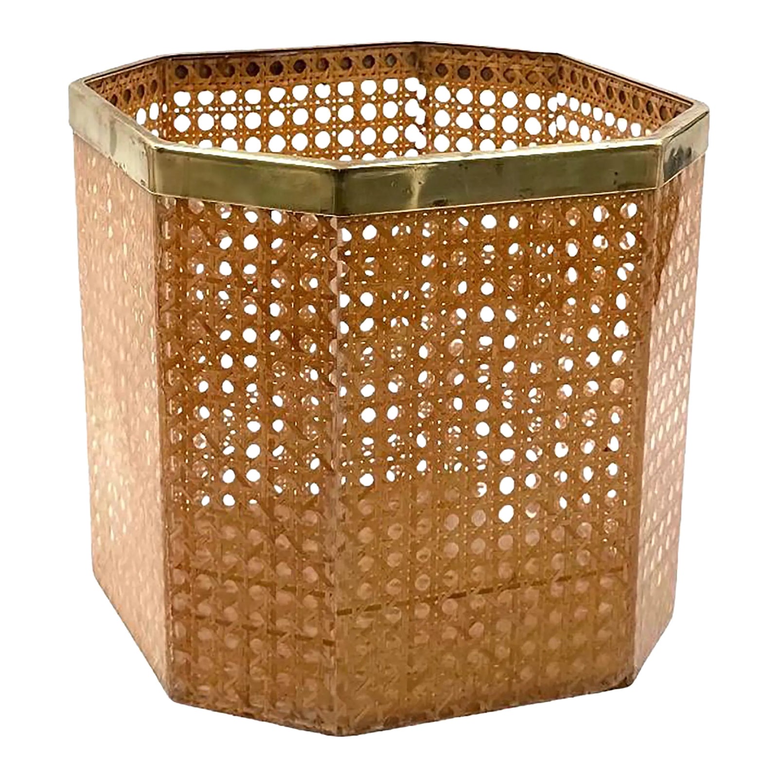 Hollywood Regency Plexiglass and Straw Waste Paper Basket, Eldorado for ...