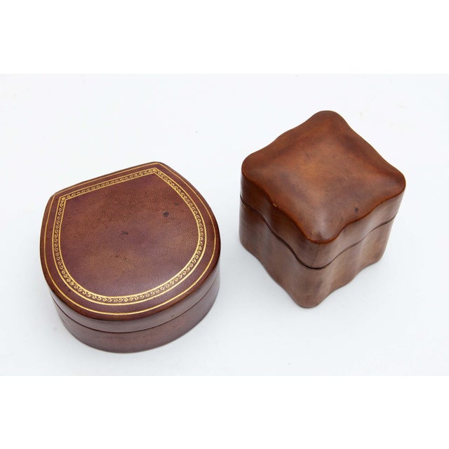 Vintage Traditional Italian Leather Boxes - Set of 6 | Chairish