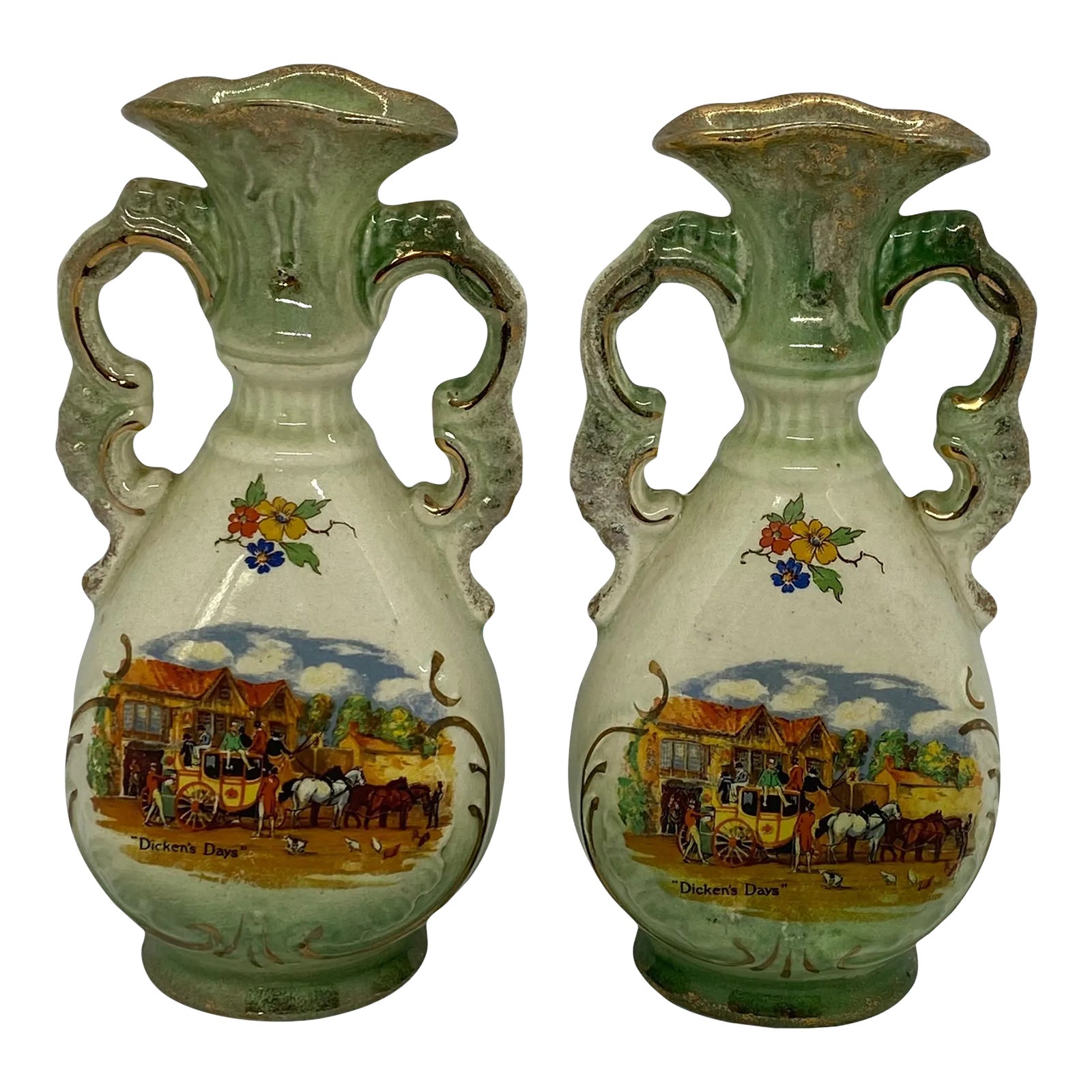 Vintage Staffordshire England Genuine Fenton Ware Bud Vases With ...