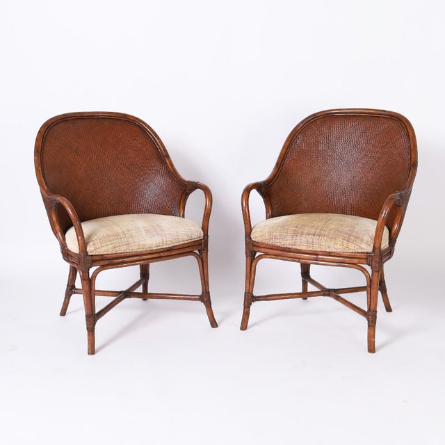 Pair of Vintage British Colonial Style Arm Chairs | Chairish