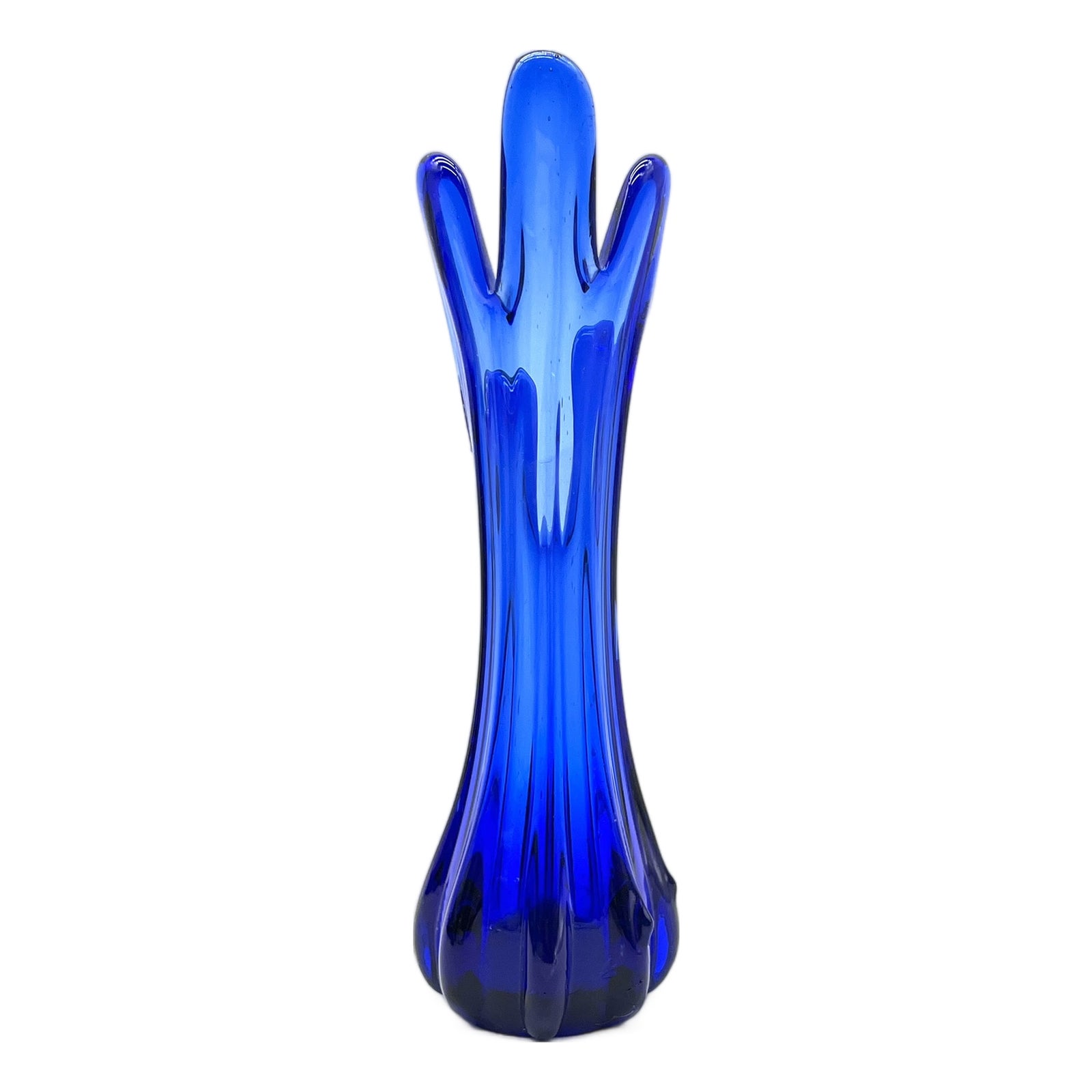 Sculptural Blue Glass Viking Vase from Blenko, 1950s | Chairish