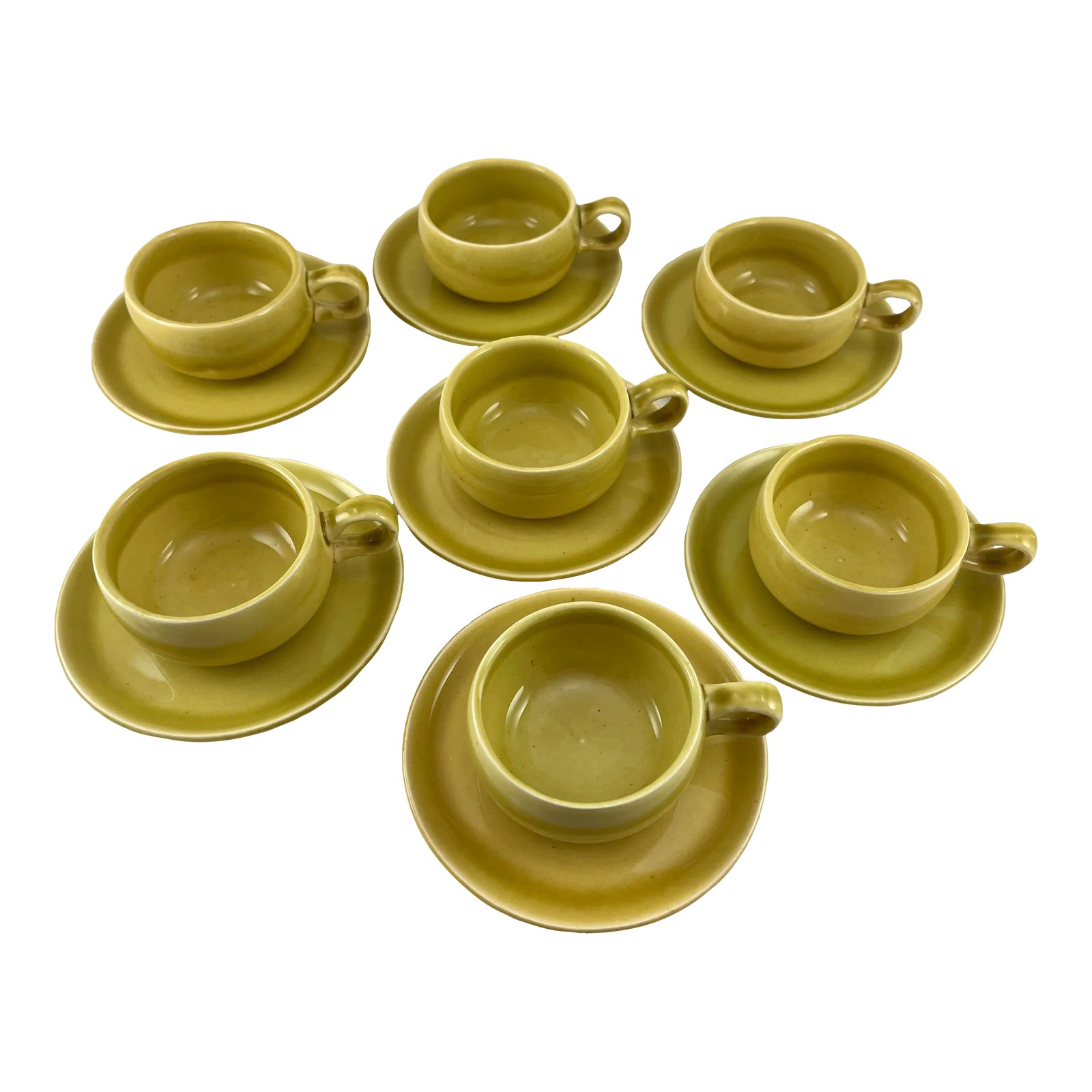Mid Century Russel Wright Steubenville Chartreuse Mini Up & Saucer Set ...