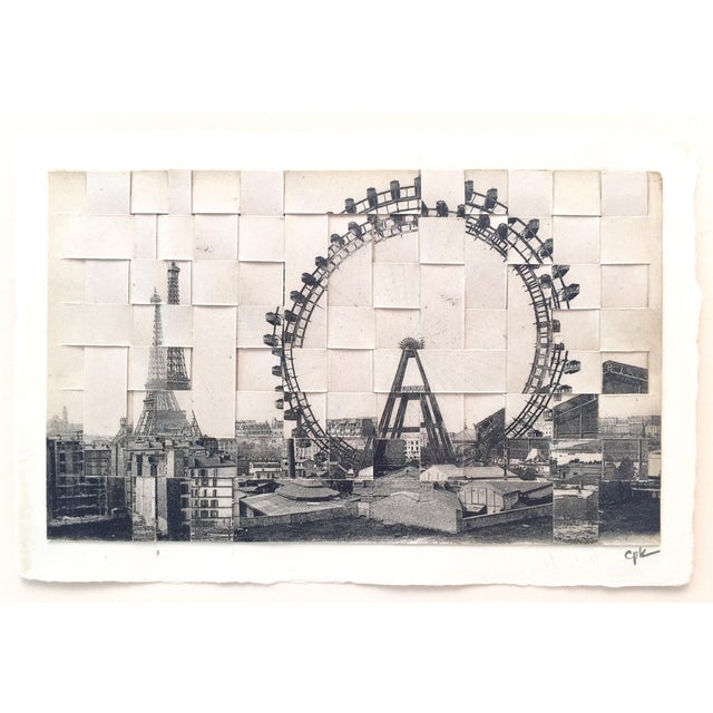 La Grand Roue, Paris, Framed Hand Cut and Woven Vintage Photo | Chairish