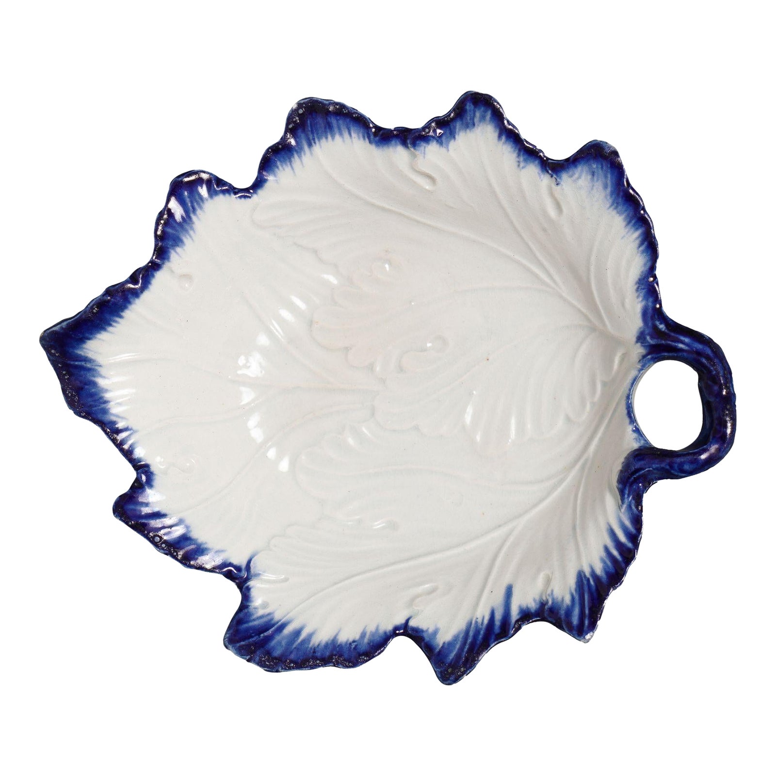 Shell Edge Pearlware Grape Leaf Condiment Dish, C. 1820 | Chairish