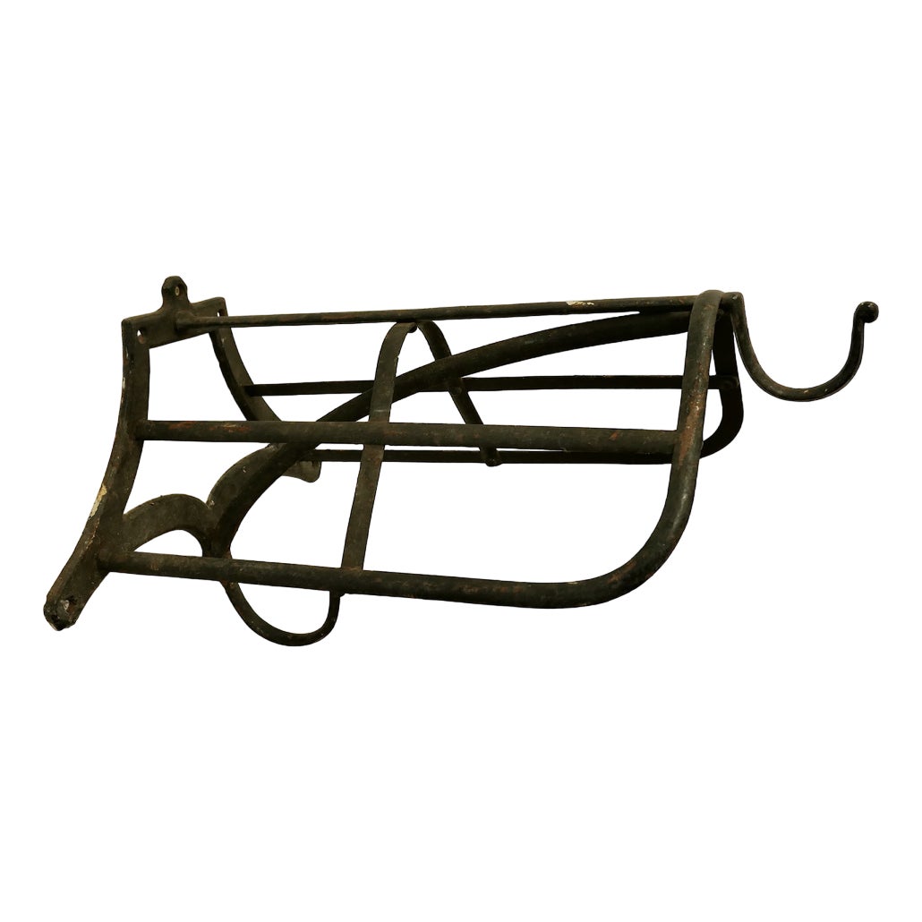 Antique Iron Wall Hanging Saddle Rack | Chairish