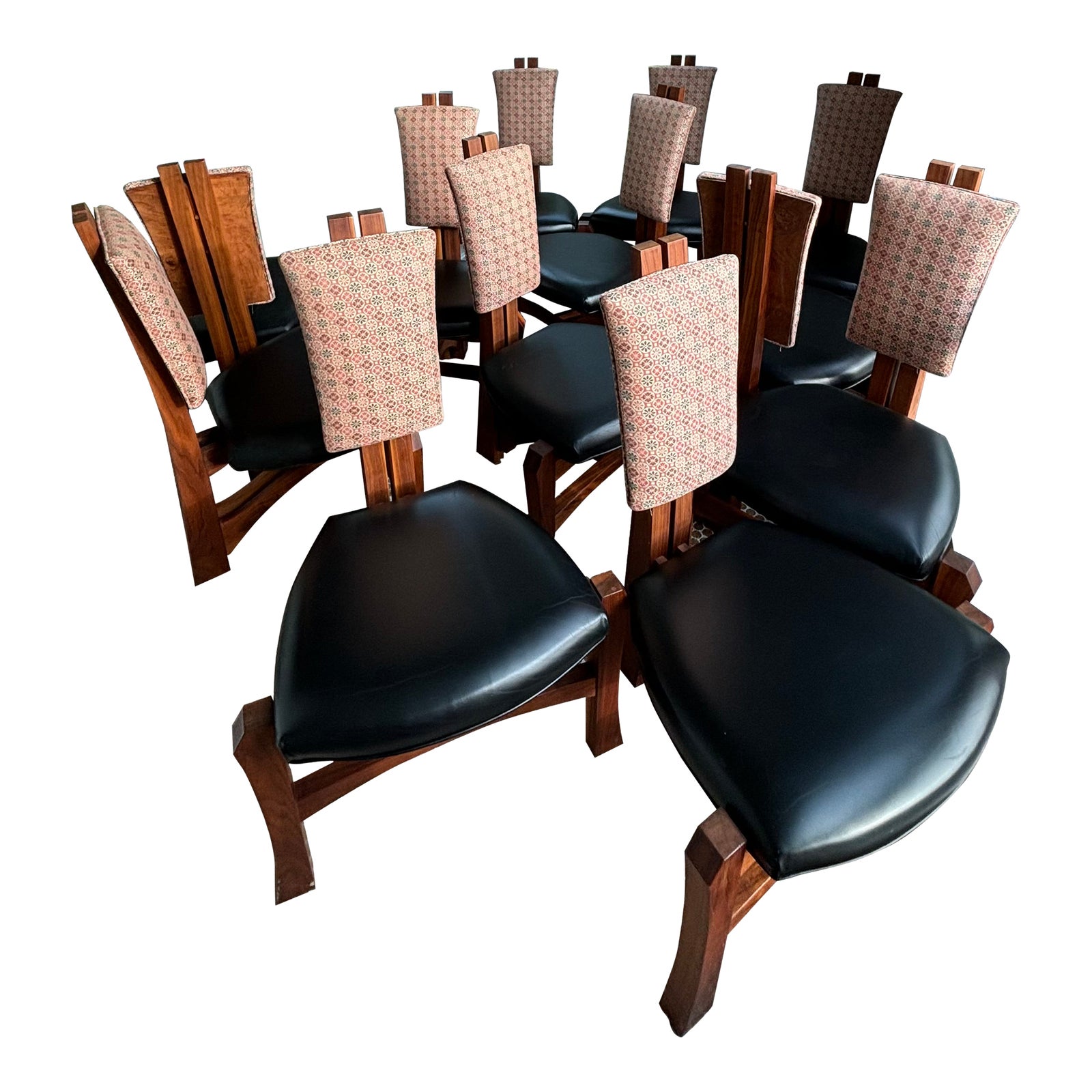 Black Peruvian Walnut Handcrafted Dining Chairs - Set of 12 | Chairish