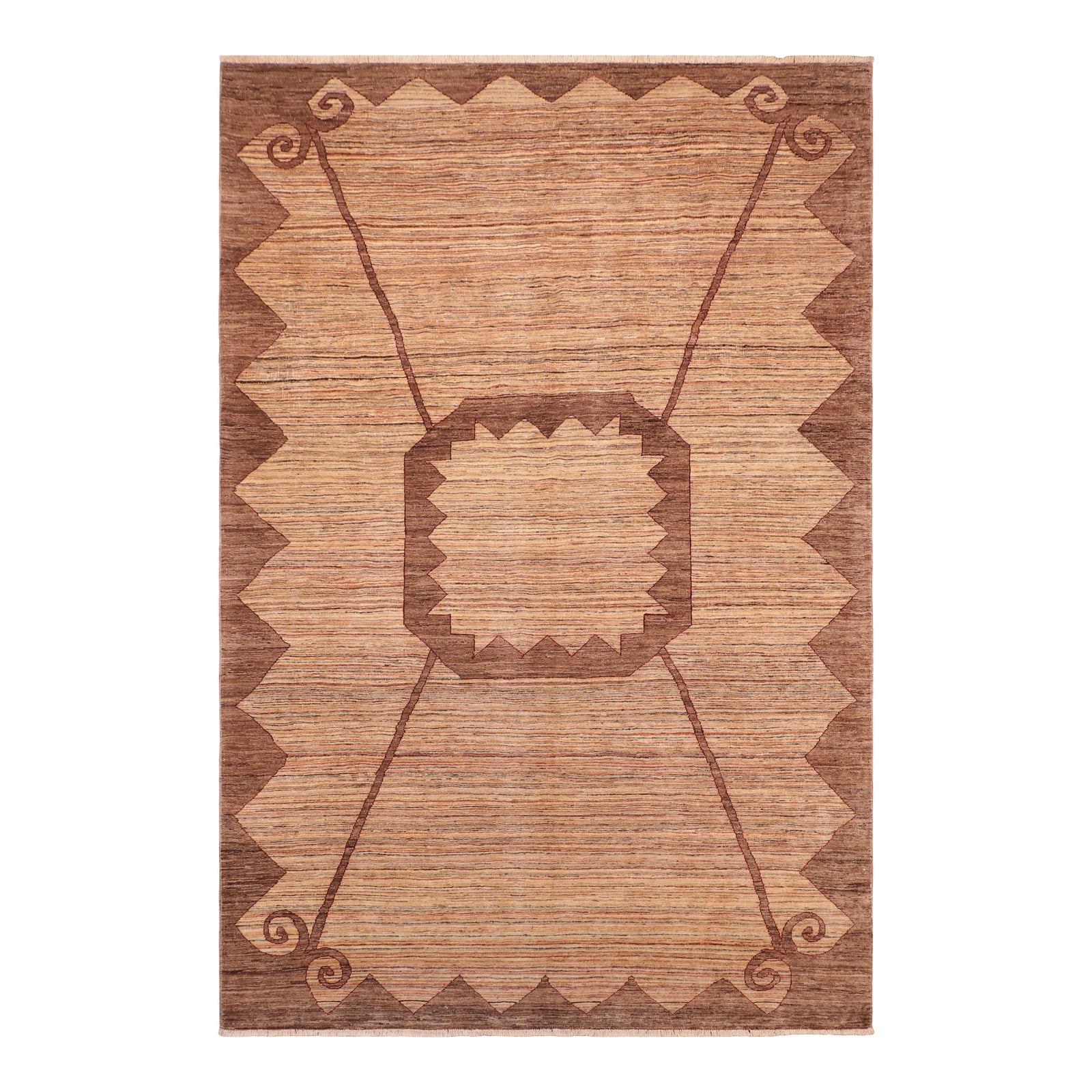 1980s 1980s Boho Chic Beige/Brown Wool Rug - 8'3" X 11'1" | Chairish