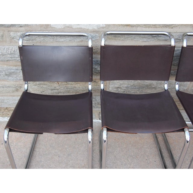 Set of 4 Vintage Knoll Spoleto Side Dining Chair, Chrome + Brown ...