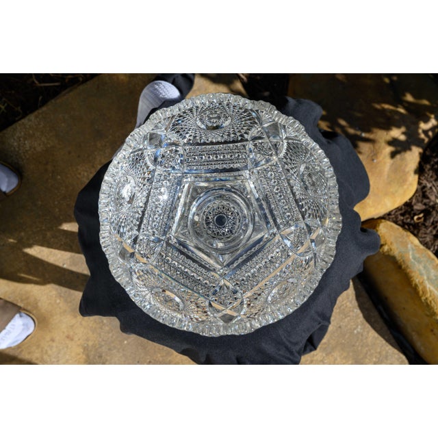 Baccarat Attrib. French Diamond Cut Crystal Footed Bowl or Crystal Bowl ...