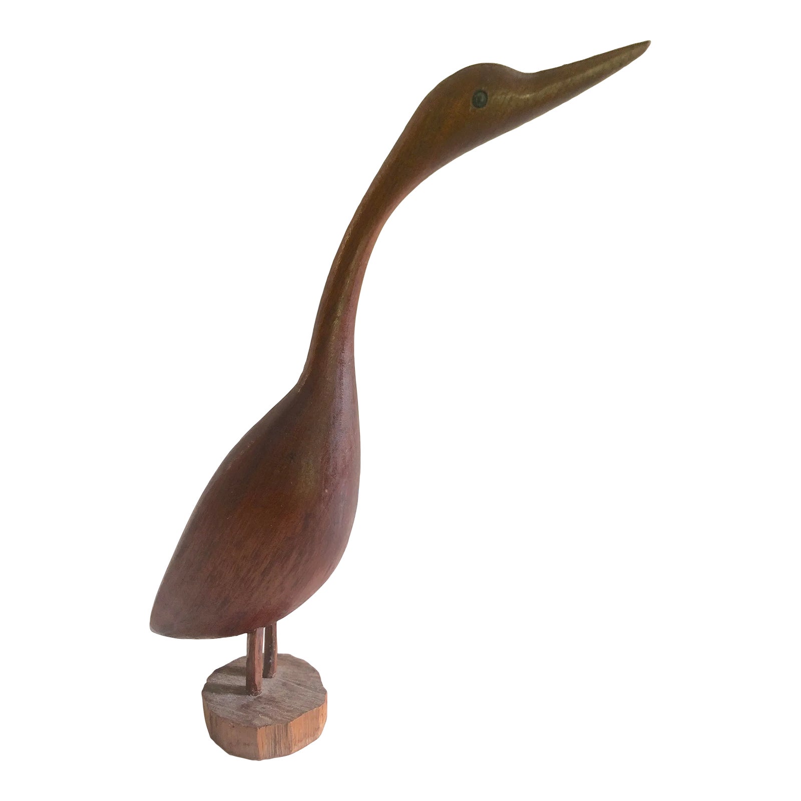 Vintage Teak Bird Sculpture Figurine | Chairish