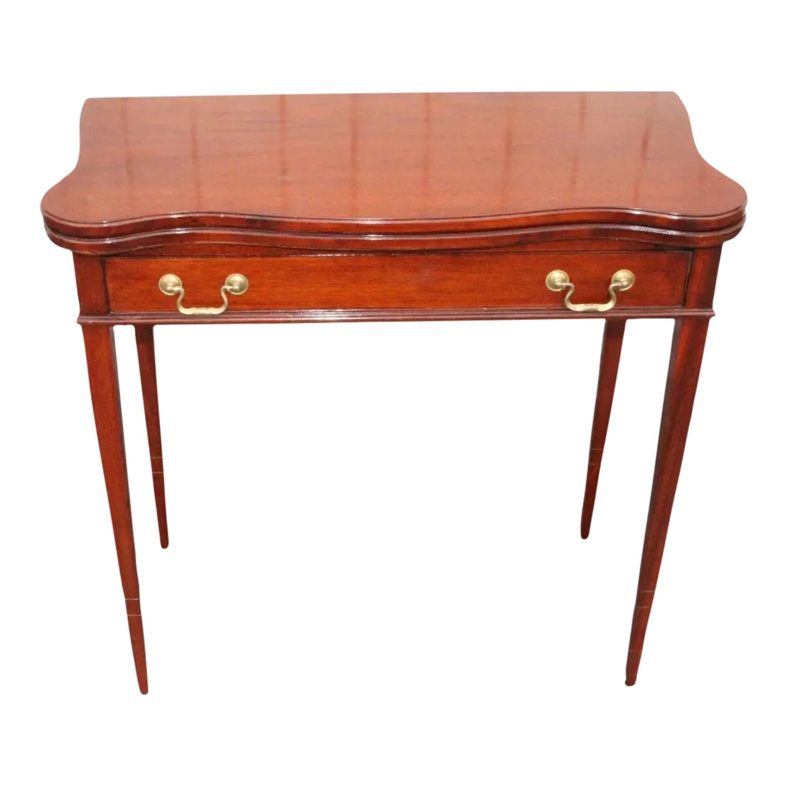 English Hepplewhite Mahogany Leather Flip Top Game Card Table, C. 1920 ...