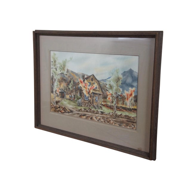 1975 Watercolor Dave's House Farmhouse Landscape Painting by Sean ...
