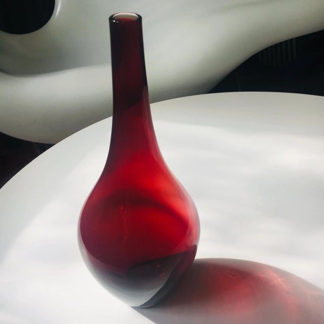 Murano Sommerso Ruby Red Art Glass Vase 1960s Mid Century Modern | Chairish