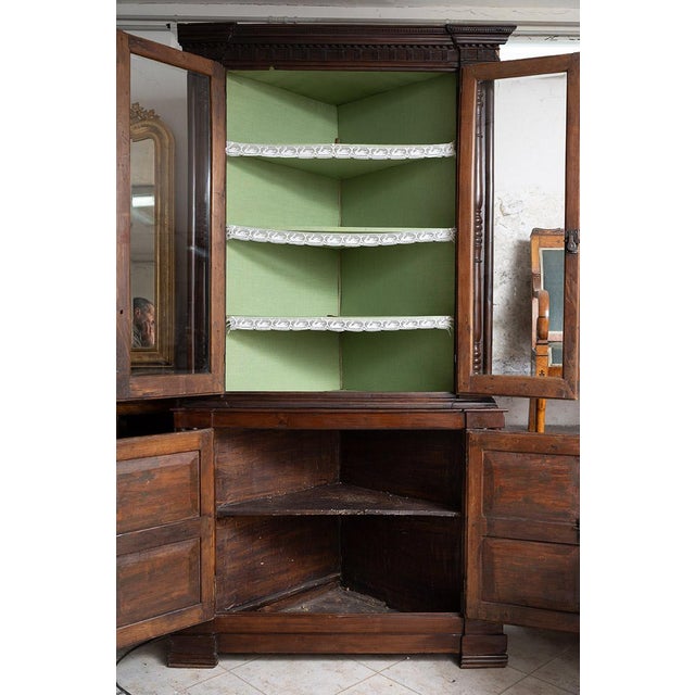 Antique 19th Century Louis Philippe Neapolitan Corner Cabinet in Glass ...