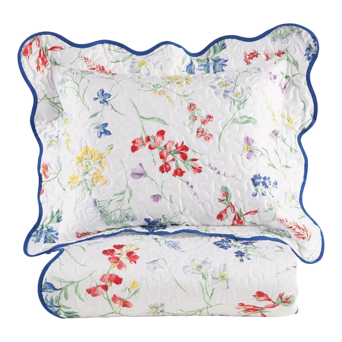 Spring Blossom Quilted Sham Multi-Colored in Standard | Chairish