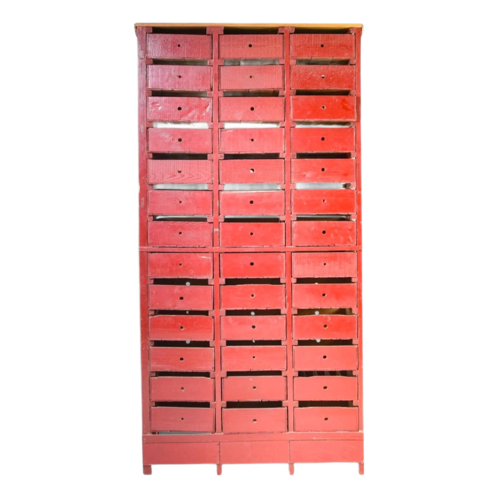Vintage Primative French 39 Drawer Storage Cabinet | Chairish