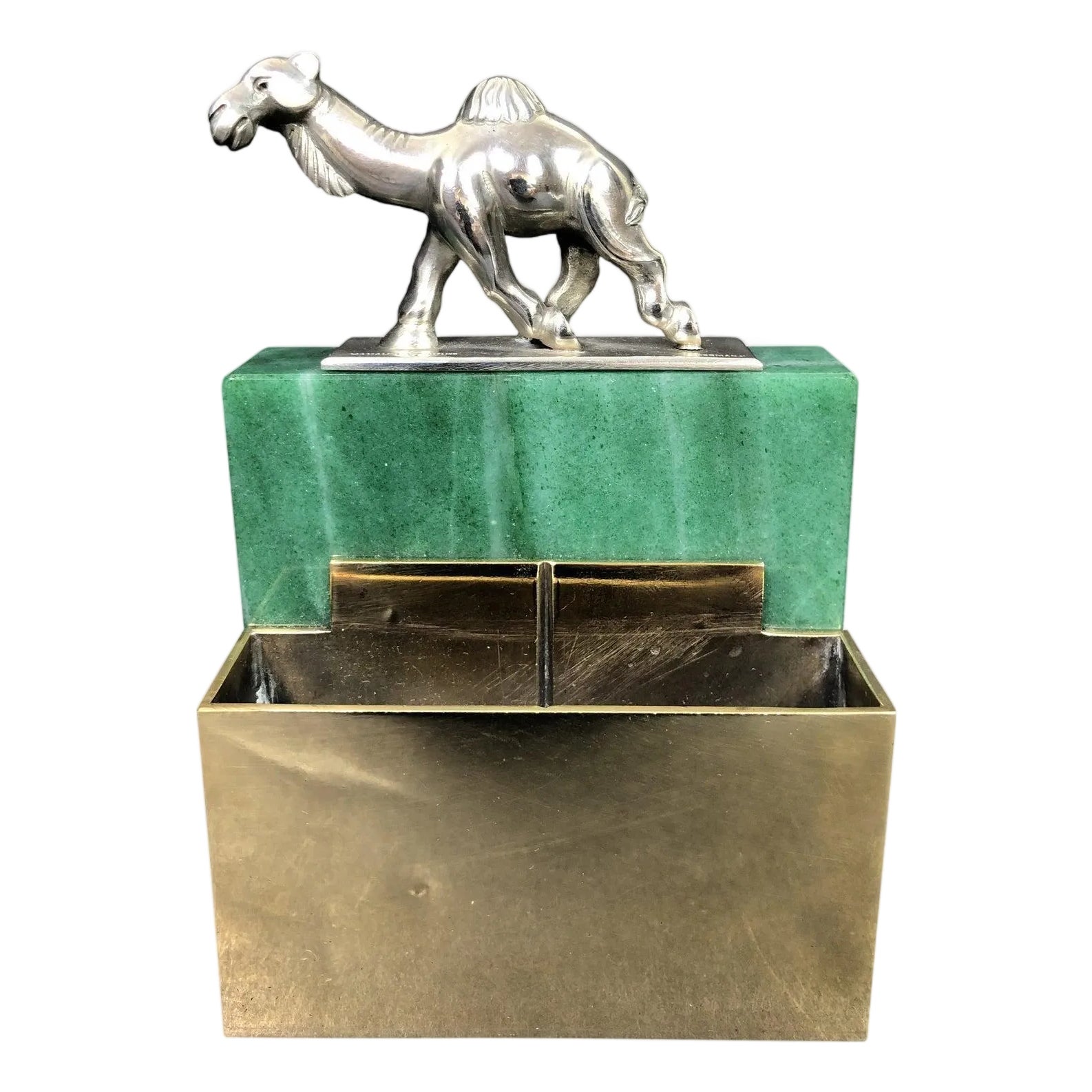 1930s Erik Magnussen Sterling Silver And Green Hardstone Desk Accessory ...