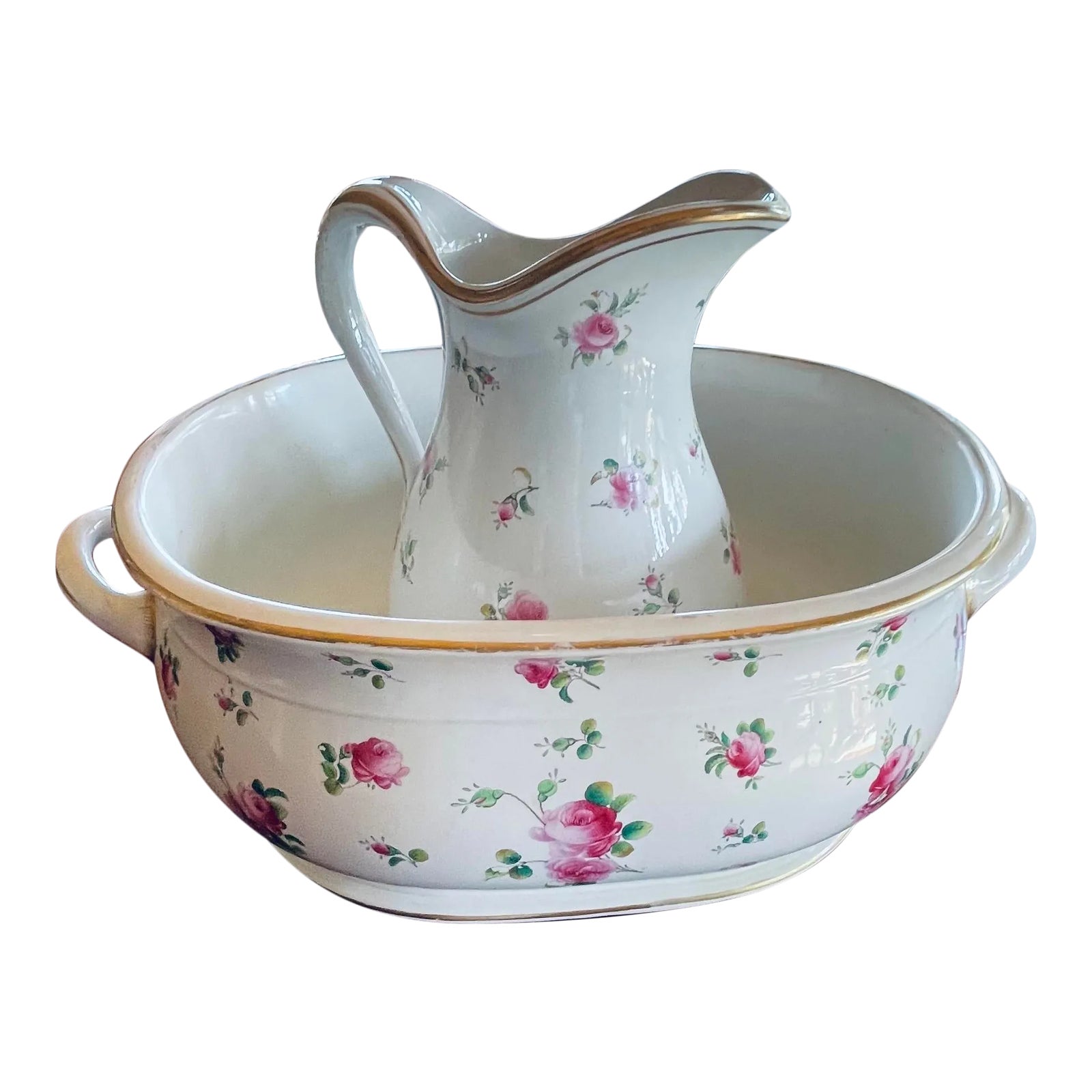19th Century English Foot Bath with Pitcher - 2 Pieces | Chairish