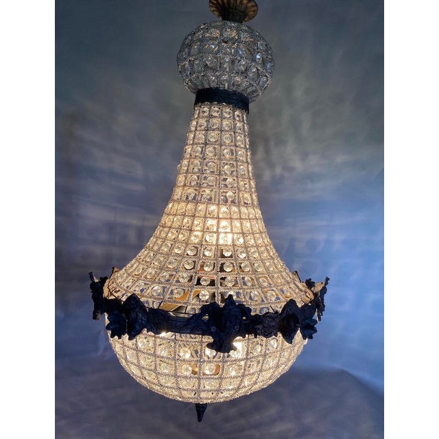 Vintage Pair of French Louis XVI Rococo Chandeliers in Charcoal Finish ...