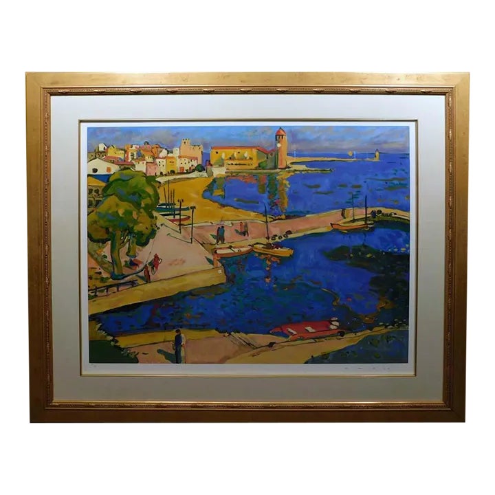 "Port Blau" Print by Manel Anoro With Custom Frame Hand Signed | Chairish