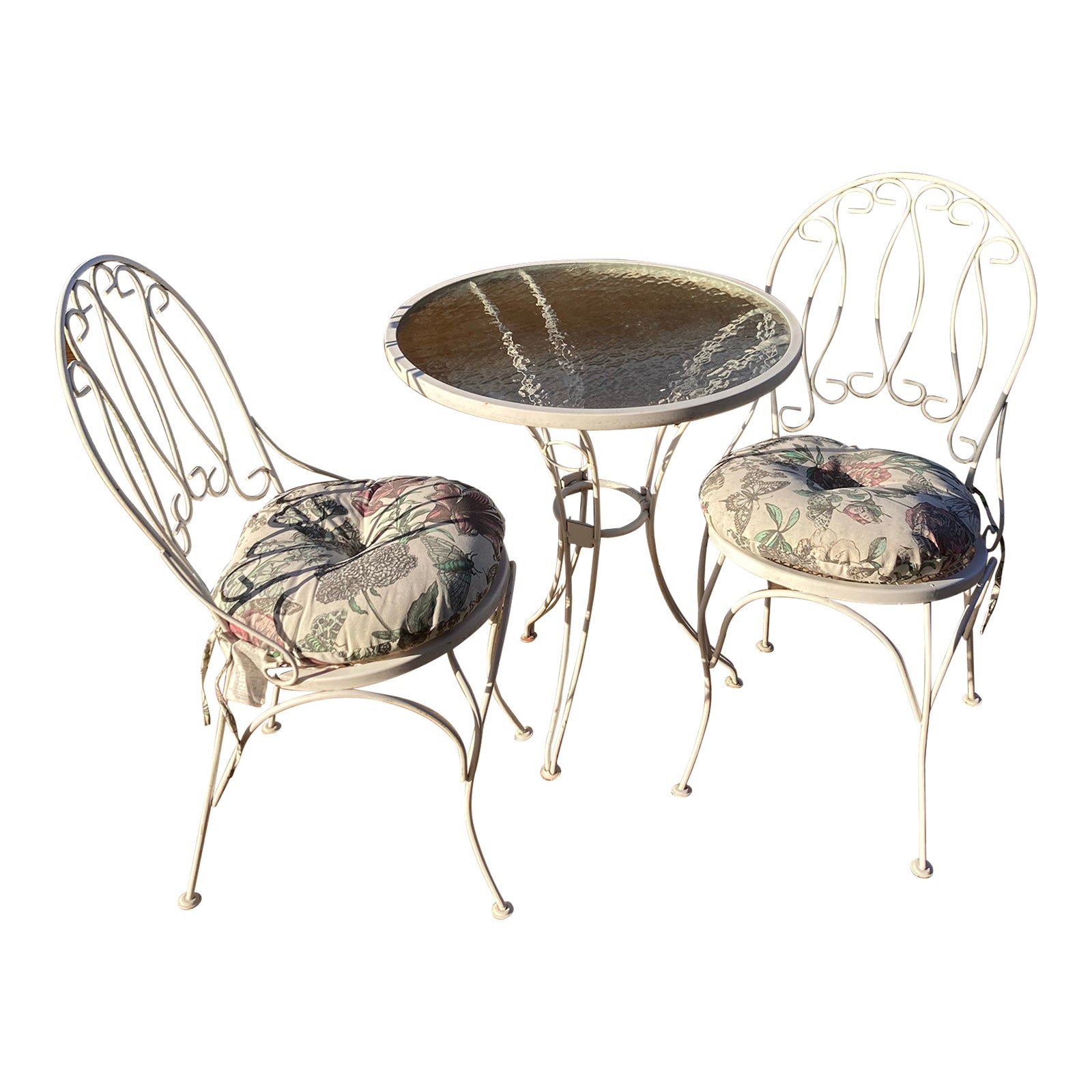 Vintage Wrought Iron Bistro Set | Chairish