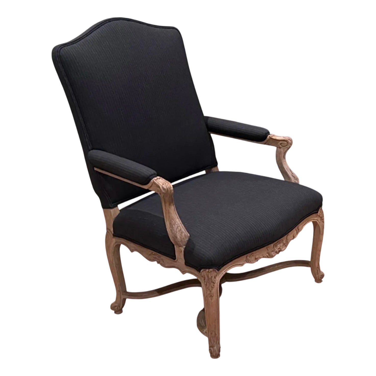 J. Robert Scott Regency Style Gray Flannel Pinstripe Fauteuil Arm Chair ...