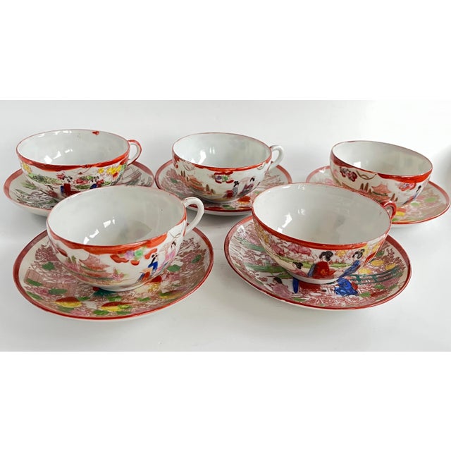 Antique Japanese Kutani Geisha Tea Set- 18 Pieces | Chairish