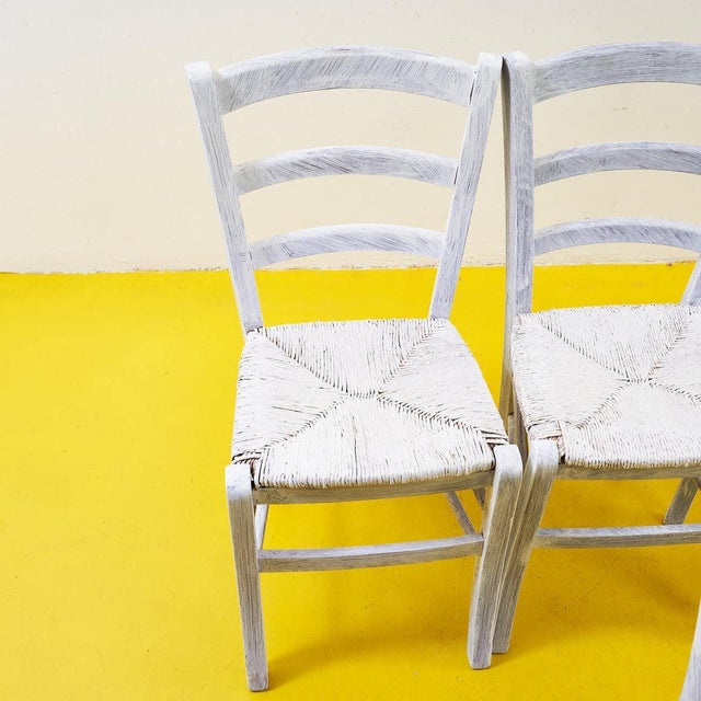 Rustic White Wooden Chairs, Set of 4 | Chairish