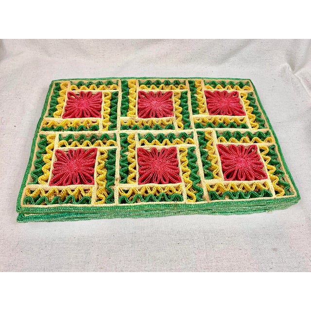 Vintage Raffia Multicolor Placemats-Set of 4 | Chairish
