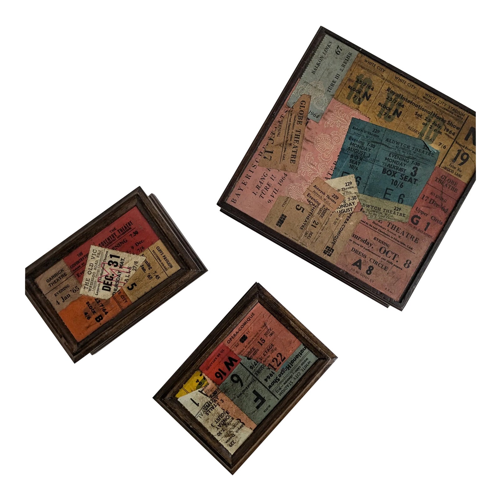 Trio of Vintage Franco Tacchi Italian Ticket Stubs Dresser Boxes | Chairish