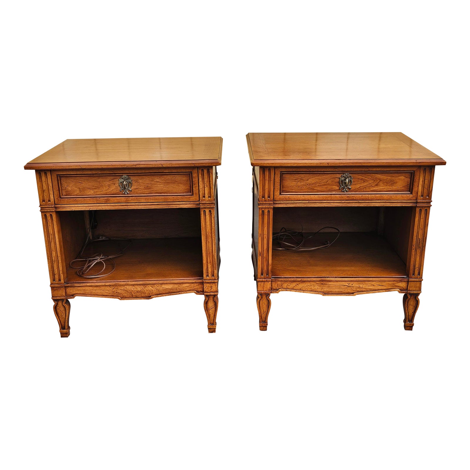 Pair of Mid-Century Henredon Folio One Walnut Single Drawer Tiered Side ...