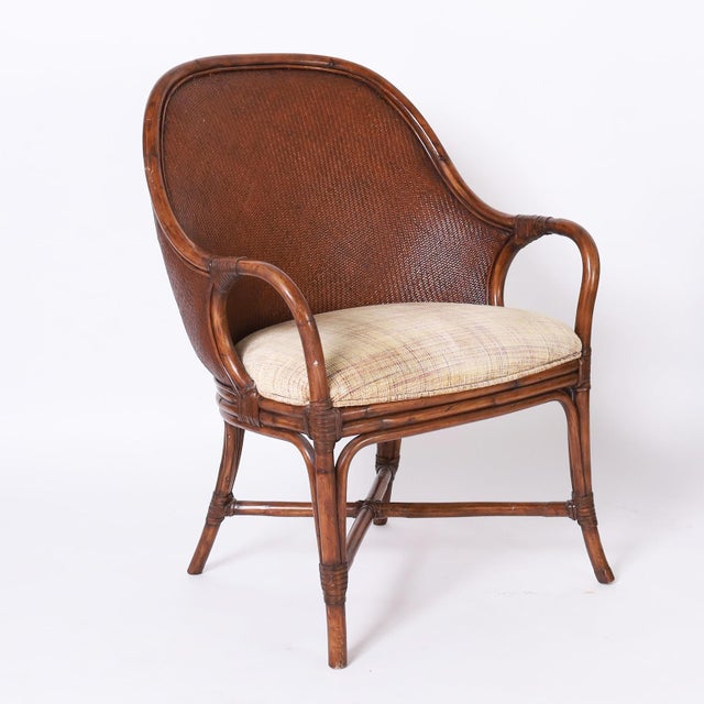 Pair of Vintage British Colonial Style Arm Chairs | Chairish