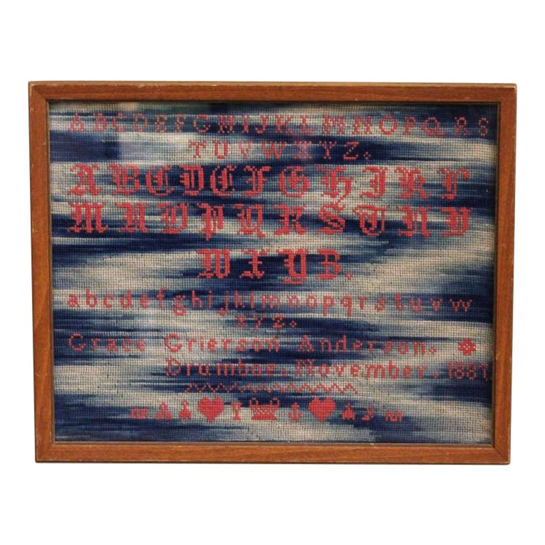 19th Century Irish Flame Stitched Sampler | Chairish