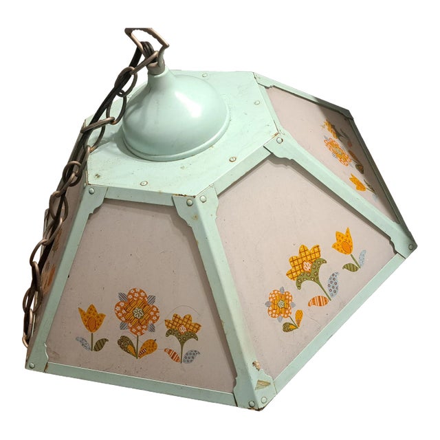 Vintage 1960s Hanging Kitchen Glass Panels Light Fixture 6 Glass Panels ...