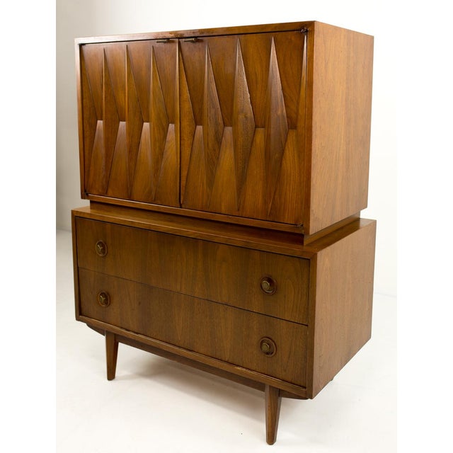 Albert Parvin for American of Martinsville Mid Century Diamond Highboy ...
