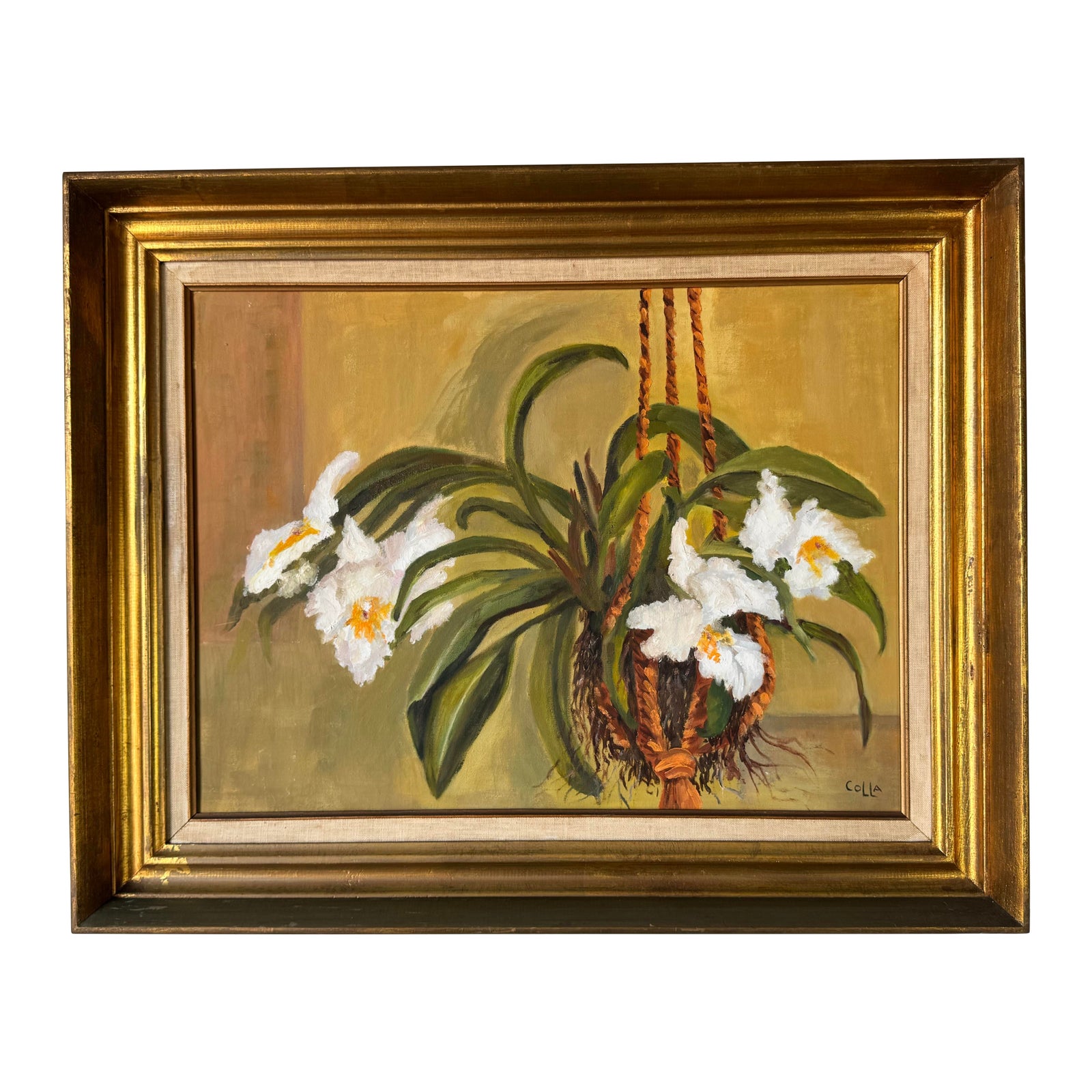 1970's Vintage Colla Still Life "Orchids" Acrylic Paint, Framed | Chairish