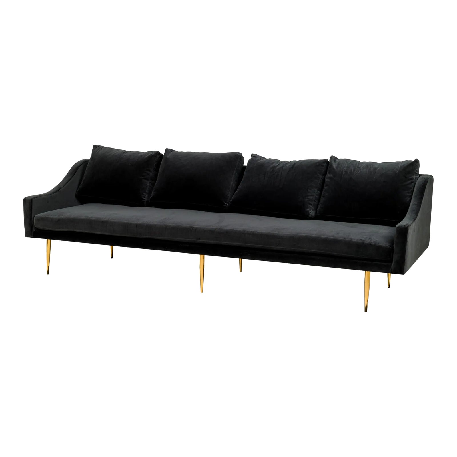 Sintra Contemporary Modern Charcoal Gray Velvet and Polished Bronze ...