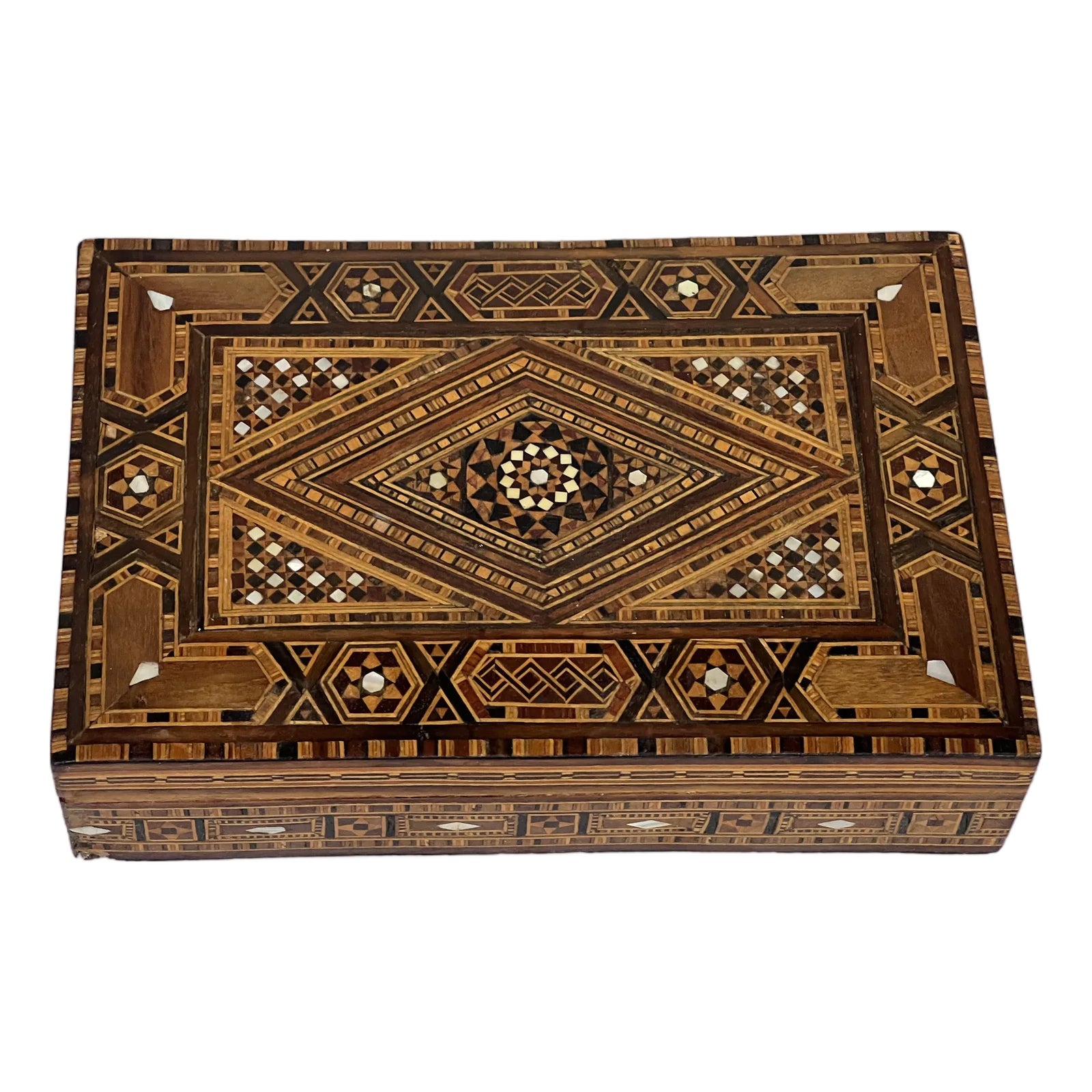 Antique Persian (Probably Syrian) Khatam Wood Inlaid Jewelry Box C ...