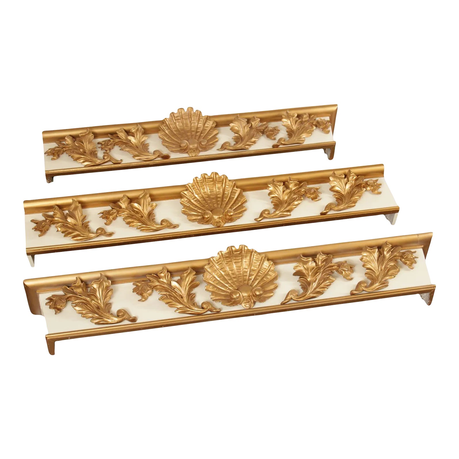 Antique Rococo Style Carved Giltwood Architectural Valances - Set of 3 ...