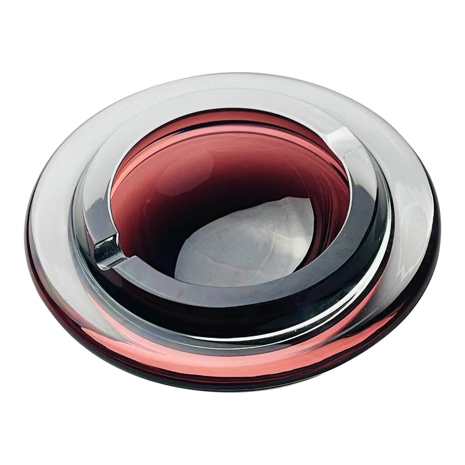 1980s Original Bordo Murano Glass Ashtray, Italy | Chairish