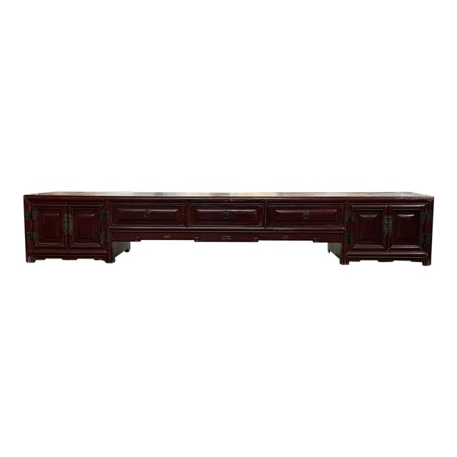 Asian Reclaimed Wood Low Console Table | Chairish