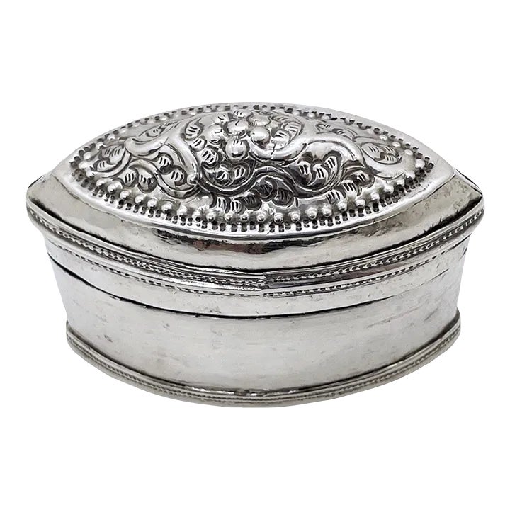 Early 20th Century Antique Burmese High Quality Silver Lime Box Hton Bu ...