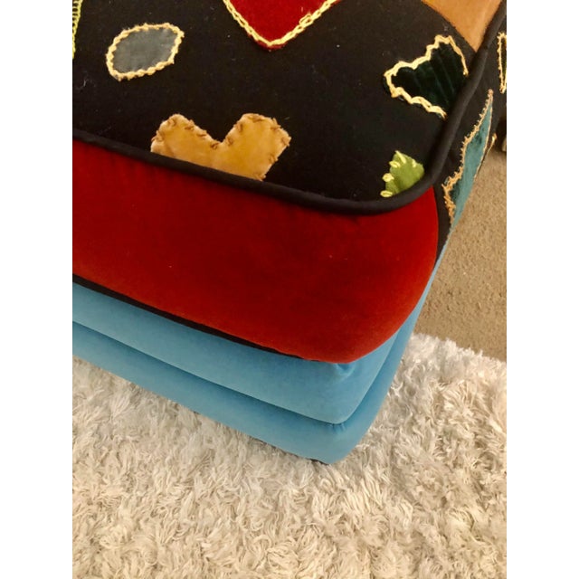 1970s Vintage Multi Colored Ottoman | Chairish