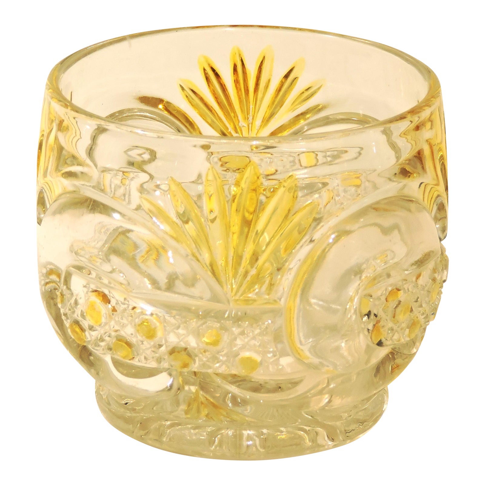 Circa 1890 McKee Glass Co. Bittanic Yellow Flash Sugar Bowl | Chairish